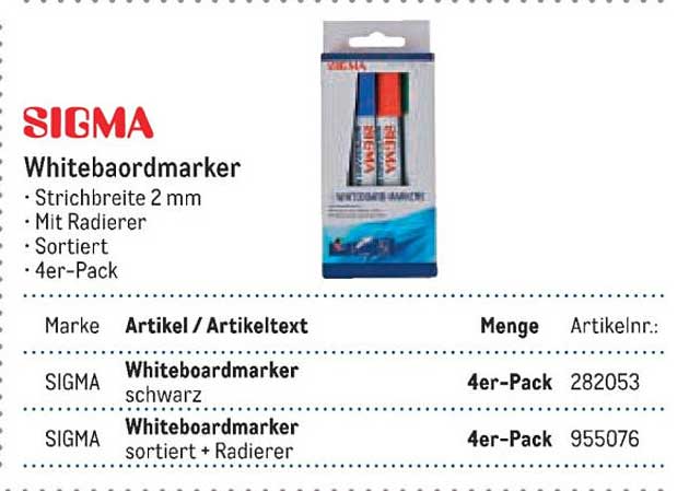 Sigma Whiteboardmarker 4Er-Pack Angebot bei METRO - ProspektGuru.de