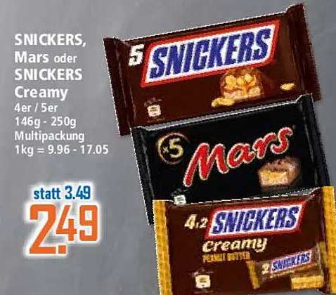 Snickers, Mars Oder Snickers Creamy 4Er / 5Er Multipack Angebot bei K+K ...