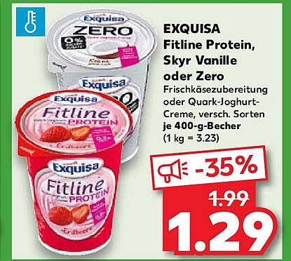Exquisa Fitline Protein, Skyr Vanille Oder Zero Angebot bei Kaufland