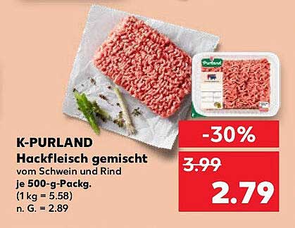 K-Purland Hackfleisch Gemischt Vom Schwein Und Rind Angebot bei Kaufland