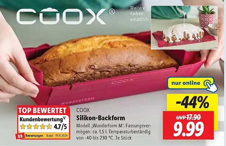 Coox Silikon-Backform Angebot bei Lidl