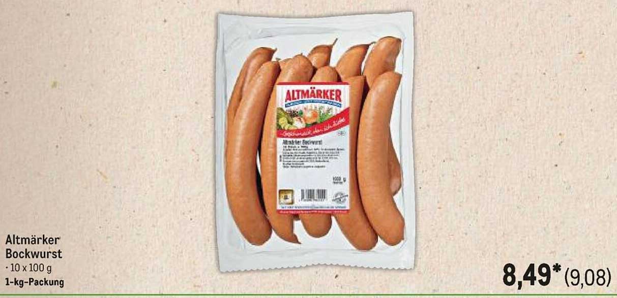 Altmärker Bockwurst - 10 X 100 G, 1-Kg-Packung Angebot bei METRO ...