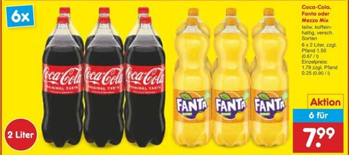 Coca-Cola, Fanta Oder Mezzo Mix 6 X 2 Liter Für Nur 7,99 € Angebot bei ...