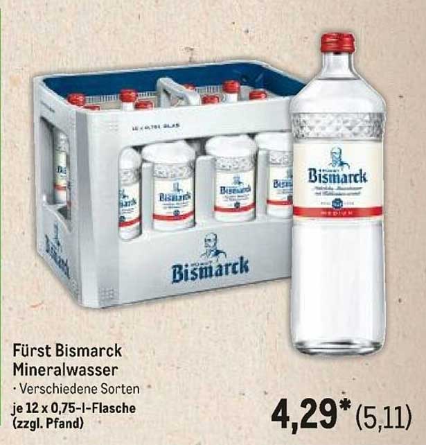 Fürst Bismarck Mineralwasser, Versch. Sorten, 12 X 0,75 L Zzgl. 3,30 ...