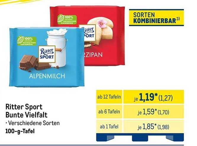 Ritter Sport Tafelschokolade Bunte Vielfalt Angebot bei Globus ...