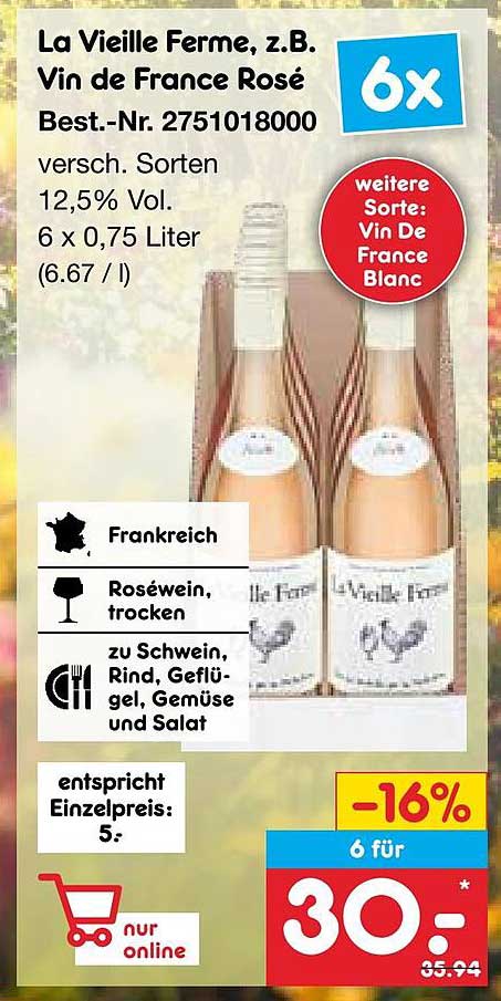 La Vieille Ferme, Z.b. Vin De France Rosé Angebot bei Netto Marken ...