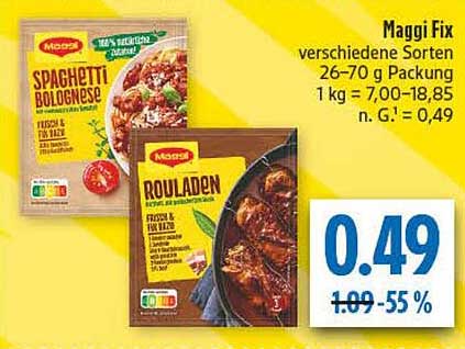 Maggi Fix Verschiedene Sorten 26-70 G Packung Angebot bei diska ...
