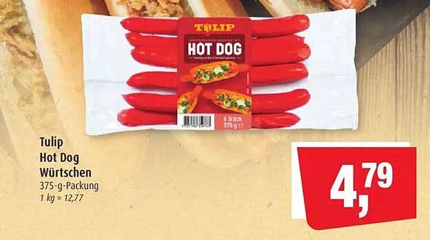 Tulip Hot Dog Würstchen 375-G-Packung Angebot bei Markant - ProspektGuru.de