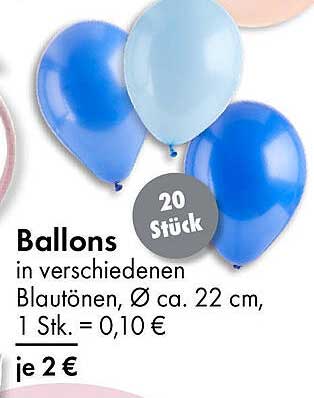 Ballons In Verschiedenen Blautönen, Ø Ca. 22 Cm, 20 Stück Angebot bei TEDi