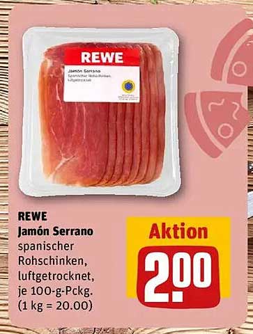 Rewe Jamón Serrano Spanischer Rohschinken, Luftgetrocknet, Je 100-G ...