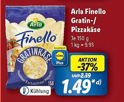 Arla Finello Gratin-/Pizzakäse Angebot bei Lidl