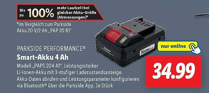 Parkside Performance® Smart-Akku 4 Ah Angebot bei Lidl