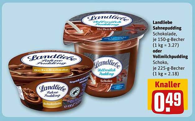 Landliebe Sahnepudding Schokolade Oder Vollmilchpudding Schoko Angebot ...