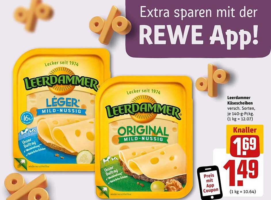 Leerdammer Käse-Scheiben Angebot bei REWE Center