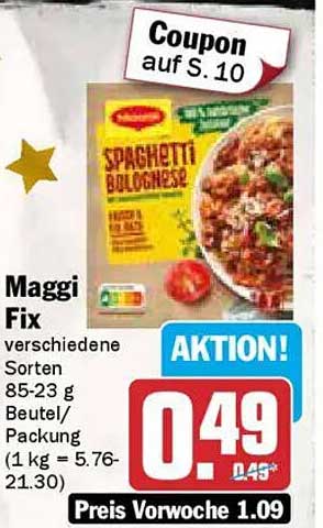 Maggi Fix - Spaghetti Bolognese Oder Lachssahne-Gratin, 36/26 G Beutel ...