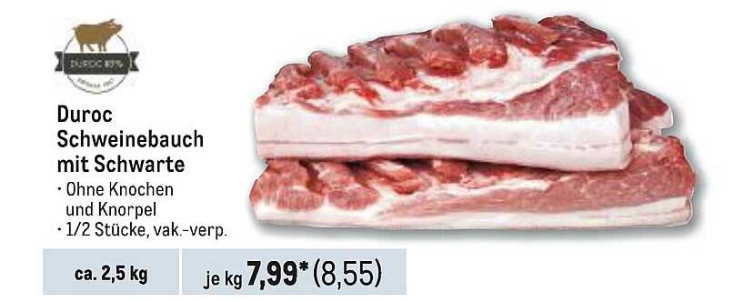 Duroc Schweinebauch Mit Schwarte Angebot bei METRO - ProspektGuru.de