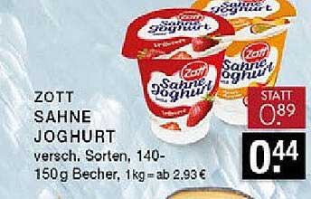 Zott Sahne Joghurt Angebot bei Edeka