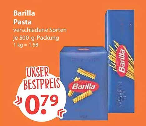 Barilla Pasta Verschiedene Sorten Je 500-G-Packung Angebot bei V-Markt ...
