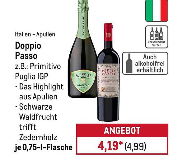 Doppio Passo Primitivo Puglia Igp 0,75 L-Flasche Angebot bei METRO ...