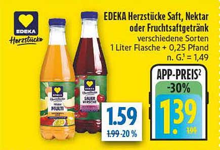 Edeka Herzstücke Saft, Nektar Oder Fruchtsaftgetränk Verschiedene ...