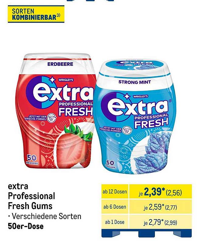 Extra Professional Fresh Gums – Verschiedene Sorten, 50Er-Dose Angebot ...