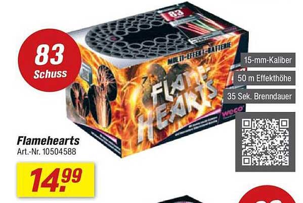 Feuerwerks-Batterie »Flamehearts« Angebot bei REWE - ProspektGuru.de