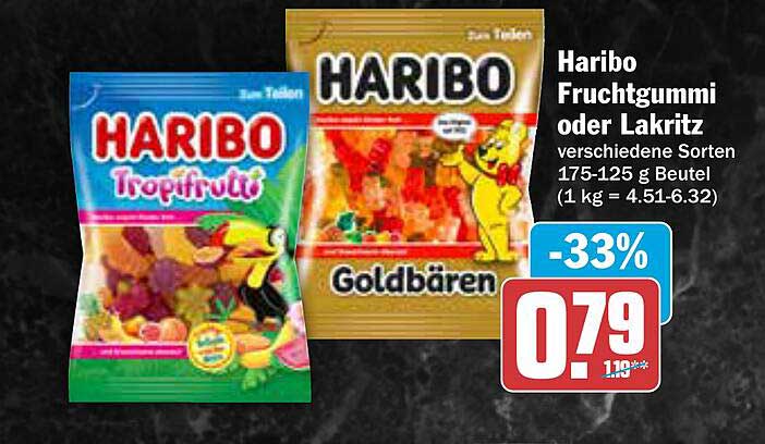Haribo Fruchtgummi Oder Lakritz Verschiedene Sorten 175-125 G Beutel ...
