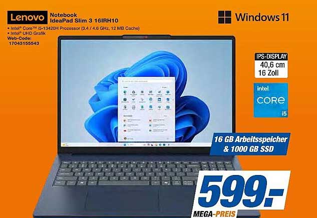 Lenovo Notebook Ideapad Slim 3 16Irh10 Angebot bei Expert - ProspektGuru.de