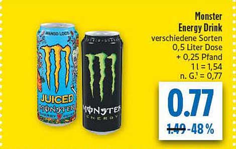 Monster Energy Drink Verschiedene Sorten 0,5 Liter Dose Angebot bei ...