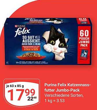 Purina Felix Katzennassfutter Jumbo-Pack Angebot bei Globus ...