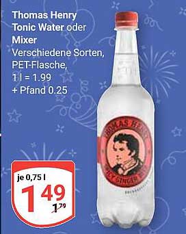 Thomas Henry Tonic Water Oder Mixer, Verschiedene Sorten Angebot bei ...