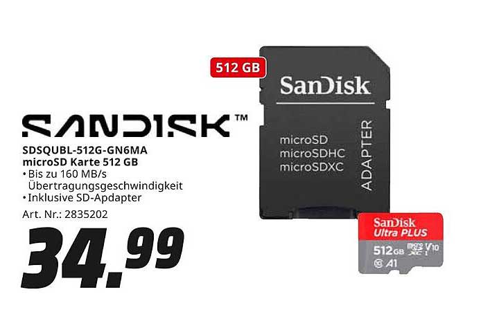Sandisk Sdsqubl-512G-Gn6Ma Microsd Karte 512 Gb Angebot bei MediaMarkt ...