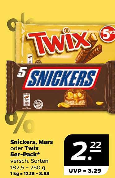 Snickers, Mars Oder Twix 5Er-Pack* Angebot bei NETTO - ProspektGuru.de
