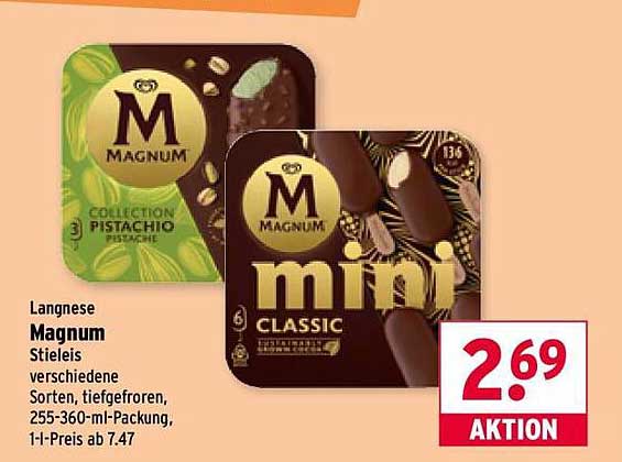 Langnese Magnum Stieleis Verschiedene Sorten, Tiefgefroren, 255-360-Ml ...