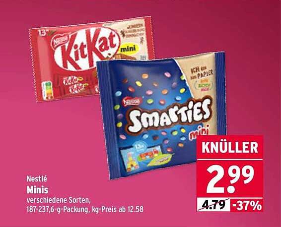Nestlé Minis - Kitkat Und Smarties Mini Angebot bei Wasgau ...