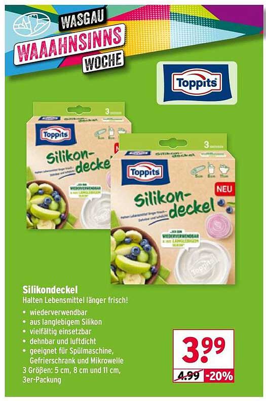 Toppits Silikondeckel 3Er-Pack Angebot bei Wasgau - ProspektGuru.de