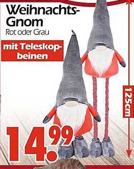Weihnachts-Gnom Rot Oder Grau Mit Teleskopbeinen Angebot bei Wreesmann ...