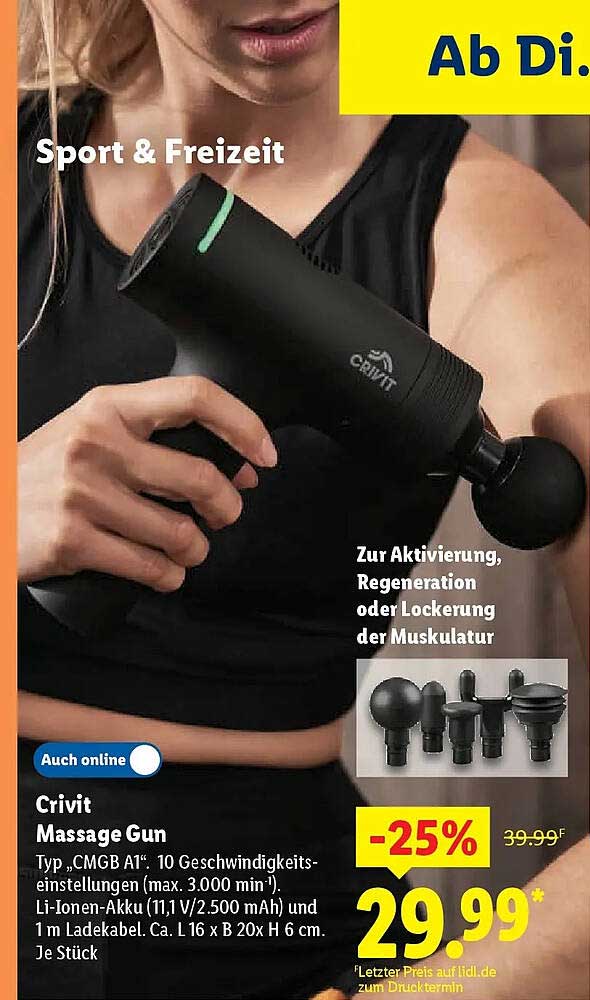 Crivit Massage Gun Angebot bei Lidl - ProspektGuru.de