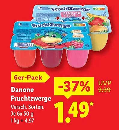 Danone Fruchtzwerge 6Er-Pack - Verschiedene Sorten Angebot bei Lidl ...
