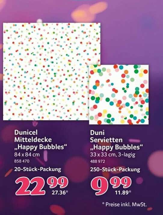 Duniel Mitteldecke "Happy Bubbles" Und Duni Servietten "Happy Bubbles ...