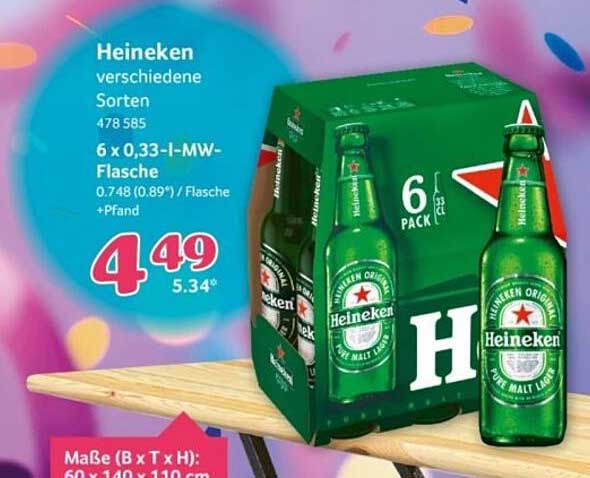 Heineken Verschiedene Sorten - 6 X 0,33 L-Mw-Flasche Angebot bei ...