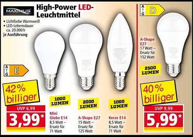 High-Power Led-Leuchtmittel Angebot bei Norma - ProspektGuru.de