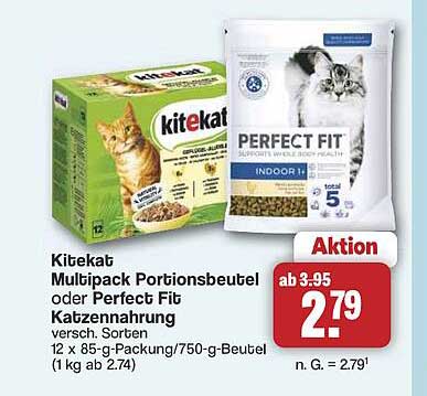 Kitekat Multipack Portionsbeutel Oder Perfect Fit Katzennahrung Angebot ...