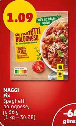 Maggi Fix Spaghetti Bolognese, Je 36 G Angebot bei Penny - ProspektGuru.de
