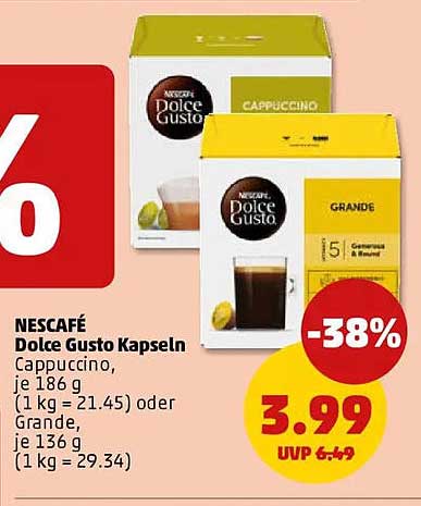 Nescafé Dolce Gusto Kapseln Cappuccino, Je 186 G Oder Grande, Je 136 G ...