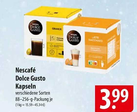 Nescafé Dolce Gusto Kapseln – Verschiedene Sorten 88–256-G-Packung ...