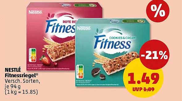 Nestlé Fitnessriegel*, Versch. Sorten, Je 94 G Angebot bei Penny ...