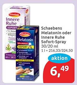 Schaebens Melatonin Oder Innere Ruhe Sofort-Spray 30/20 Ml Angebot bei ...