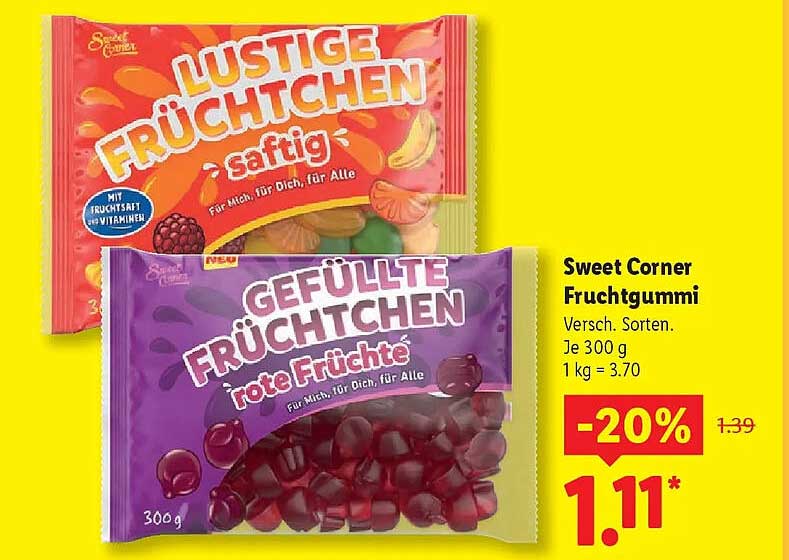 Sweet Corner Fruchtgummi – Lustige Früchtchen Und Gefüllte Früchtchen ...