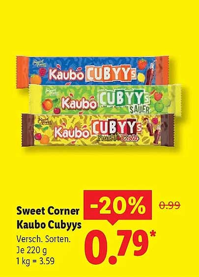 Sweet Corner Kaubo Cubyys - Verschiedene Sorten Angebot bei Lidl ...